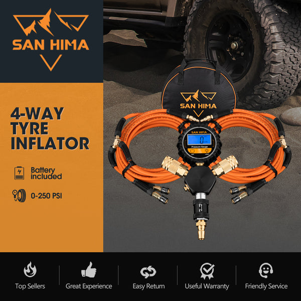 San Hima 4-Way Digital Tyre Inflator Car Air Compressor 250 PSI Tire G