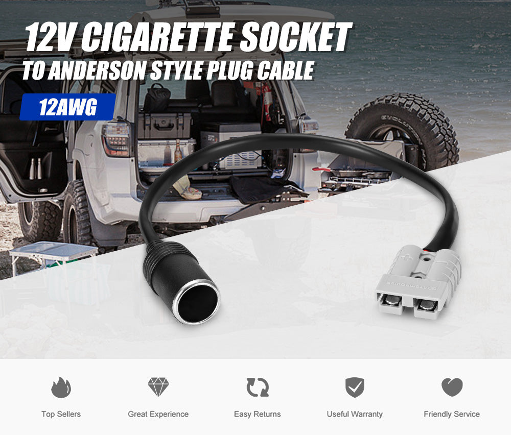 Atem Power 50A Anderson Style Plug to Cigarette Female Connector Socke ...