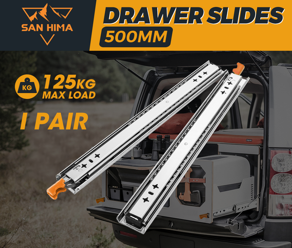 125KG Pair Locking Drawer Slides 500mm Runners Trailer Draw Full Exten
