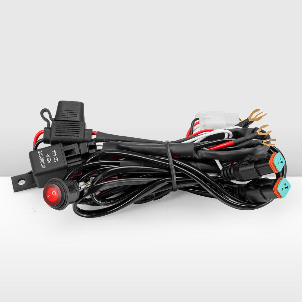 Lightfox 2 Way High Beam Wiring Harness w/ DT 2-Pin Connector For LED