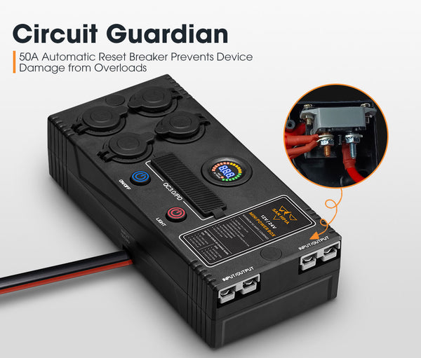 San Hima 12V/24V Portable Mini Power Box Control Hub QC 3.0 Ports W/ L