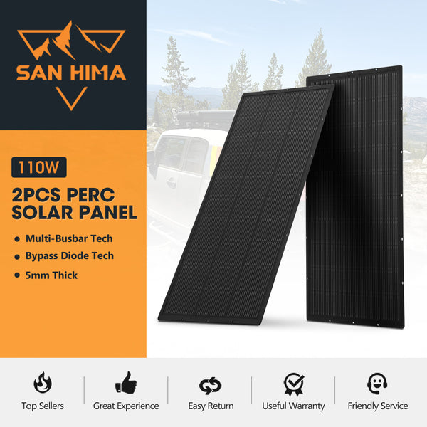 San Hima 2X 110W PERC Solar Panel Kit Mono Multi-busbar Bypass Diode T