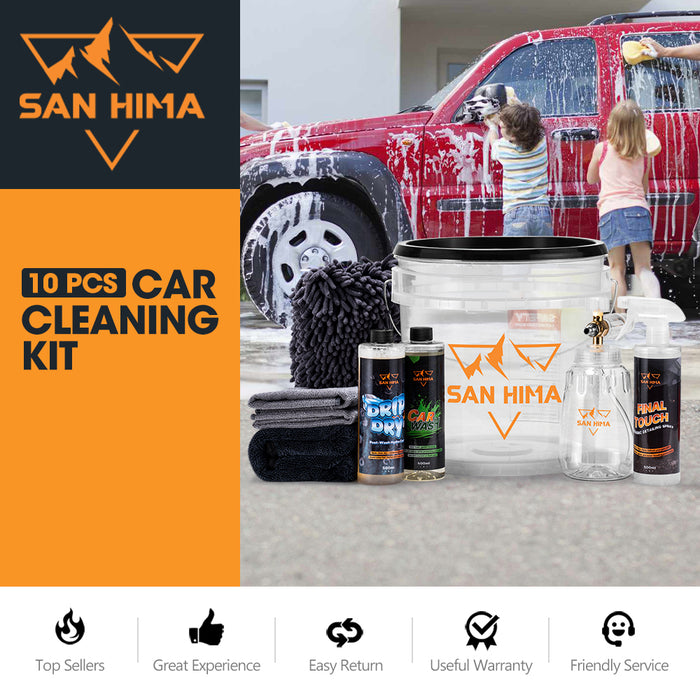 San Hima 10PCS Car Cleaning Kit Interior Exterior Detail Wash Polish C