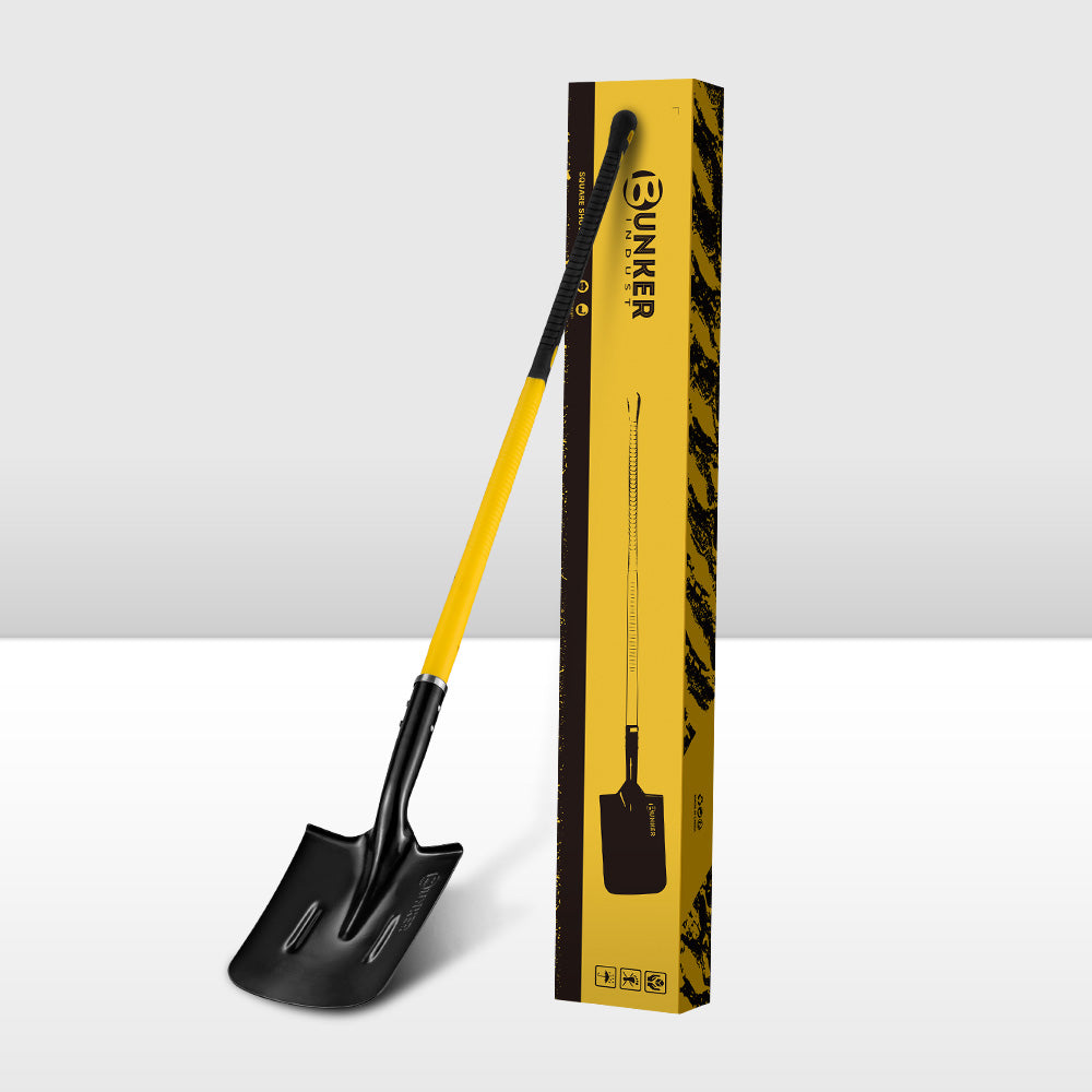 Bunker Indust 150CM Square Shovel Heavy Duty Fit Garden Digging Offroa